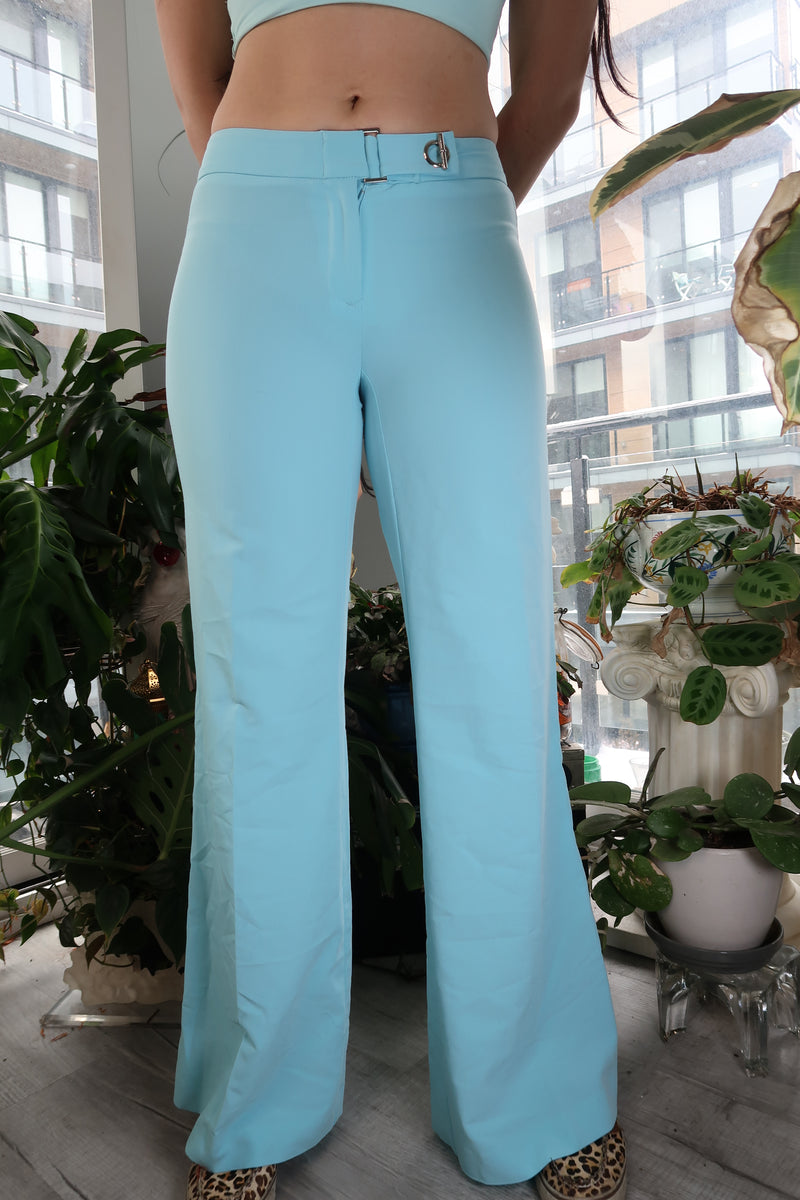 Vintage 2000s Cache Aqua Blue Flare Pants – Elektra Vintage