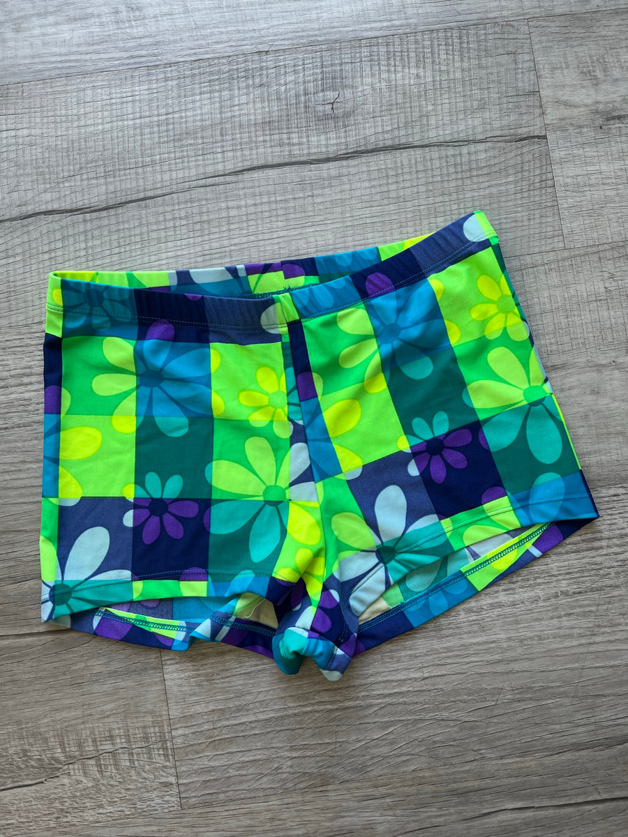 2000s Vintage Y2K Neon Checkered Floral Swim Bottoms – Elektra Vintage